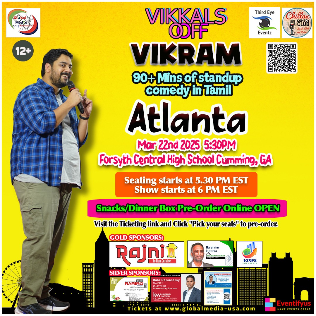 Vikkals of Vikram Standup comedy show Atlanta - Eventifyus